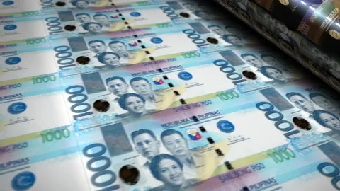 Philippines Peso money banknotes printin... | Stock Video | Pond5