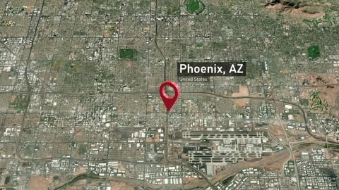 Phoenix City Map Zoom (AZ, USA) from Spa... | Stock Video | Pond5