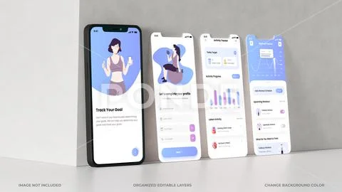 PSD Template: Phone and screens ui ux app presentation mockup #236087831