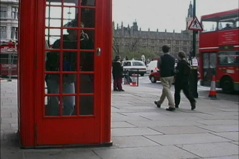 Phone booth & bus London | Stock Video | Pond5