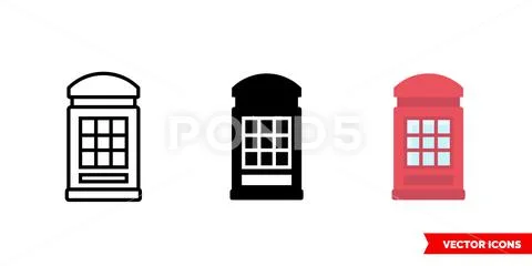 Phone booth icon of 3 types. Isolated vector sign symbol.: Graphic ...