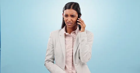 Phone call, argument and business woman ... | Stock Video | Pond5
