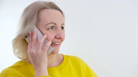 Phone call, laughter and woman on white ... | Stock Video | Pond5