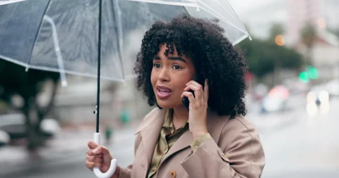 Phone call, rain and anxiety with busine... | Stock Video | Pond5