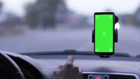 Phone on Car Dashboard Green Screen | Stock Video | Pond5