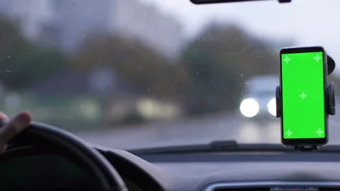 Phone on Car Dashboard Green Screen | Stock Video | Pond5