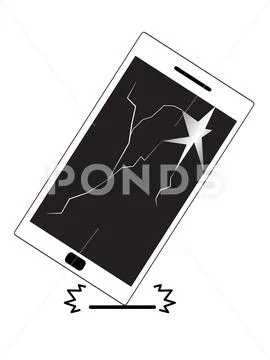 Phone falls icon on white background. broken screen sign.: Royalty Free ...
