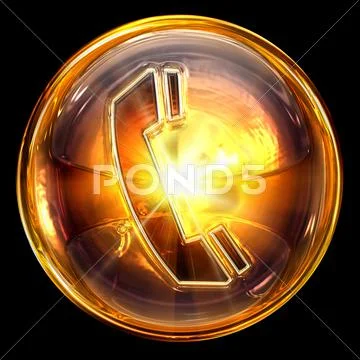 Phone icon fire, isolated on black background. Illustration #20633796