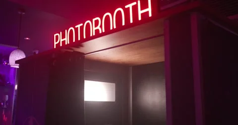 photo booth in night club neon sign | Stock Video | Pond5