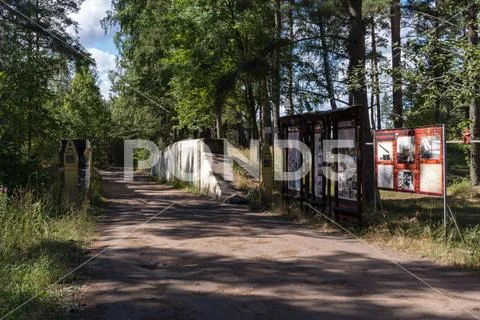 Photo of massive concrete structure is the fort's railway gate. Stock ...