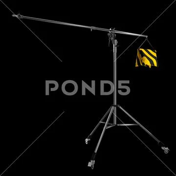 Photo studio boom with lightstand isolated on black background ...