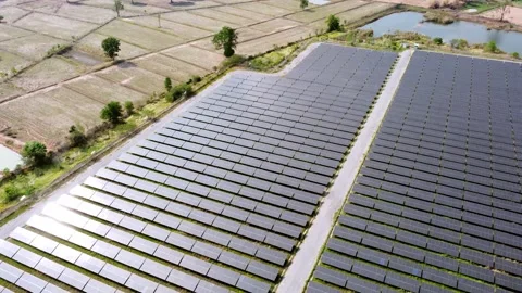 Photovoltaic solar cells farm industrial... | Stock Video | Pond5