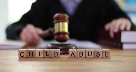 Phrase Child Abuse and female judge knoc... | Stock Video | Pond5