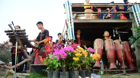 Phu Thai people play traditional thai mu... | Stock Video | Pond5