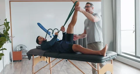 Physiotherapy, man and training the musc... | Stock Video | Pond5