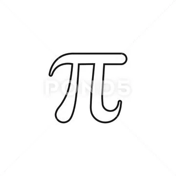 Pi symbol outline vector. Stylized Pi icon, Math concept art ...