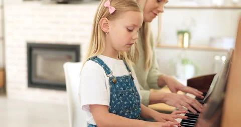 Piano, girl and student learning from te... | Stock Video | Pond5