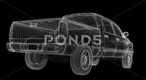 Pick up truck , model body structure, wire model Illustration #41596212