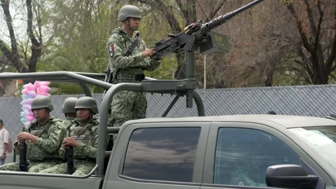 Pickup truck with heavy armed soldier on... | Stock Video | Pond5