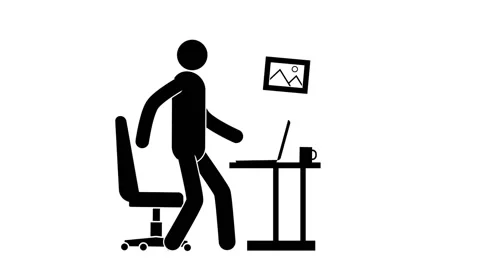 Pictogram man at work with laptop on tab... | Stock Video | Pond5