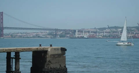 Pier. Multiple boats sailing in the tagu... | Stock Video | Pond5
