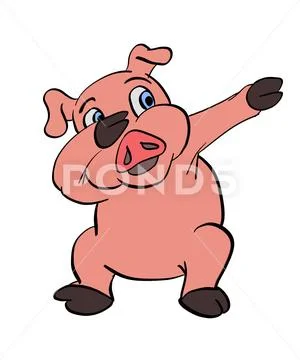 Pig Dab Dance - Pig Dabbing Cartoon Illustration #125007088