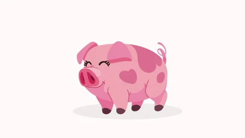 pig farm animal character animation | Stock Video | Pond5