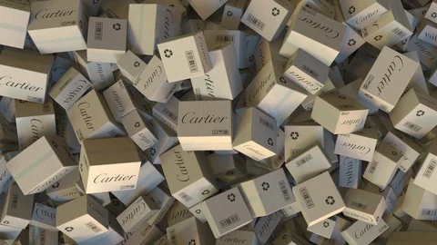 Pile of boxes with CARTIER logo. Editori... | Stock Video | Pond5