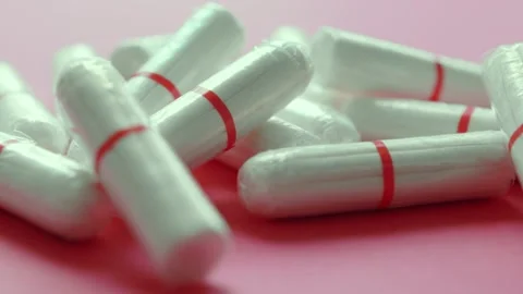 A pile of feminine hygiene tampons on a ... | Stock Video | Pond5