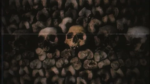 Pile Human Skull Bones Ancient Wall Old ... | Stock Video | Pond5