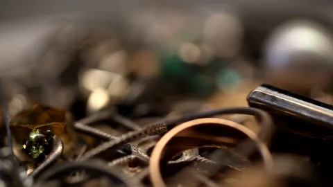Pile of silver and gold jewelry with jew... | Stock Video | Pond5