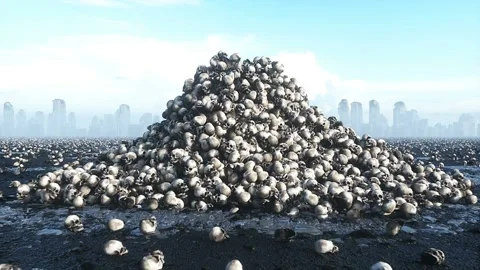Pile of skulls. Apocalypse andarmagddon ... | Stock Video | Pond5