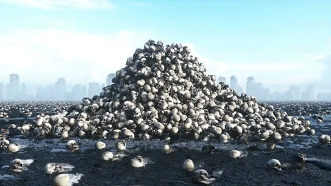 Pile of skulls. Apocalypse andarmagddon ... | Stock Video | Pond5