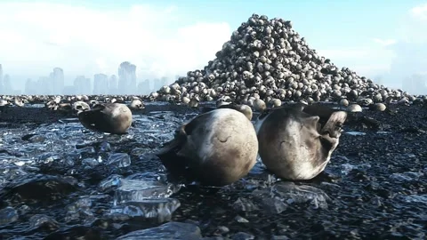 Pile of skulls. Apocalypse andarmagddon ... | Stock Video | Pond5