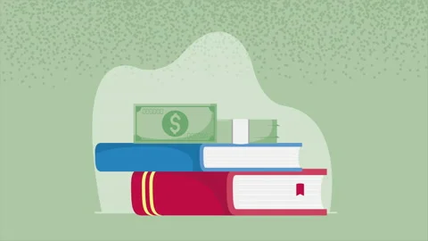 pile text books with bills animation | Stock Video | Pond5