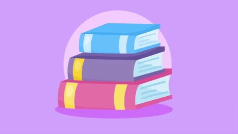 pile text books library animation | Stock Video | Pond5