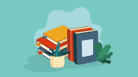 pile text books library animation | Stock Video | Pond5