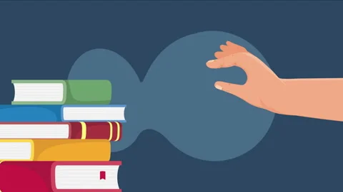 pile text books library animation | Stock Video | Pond5