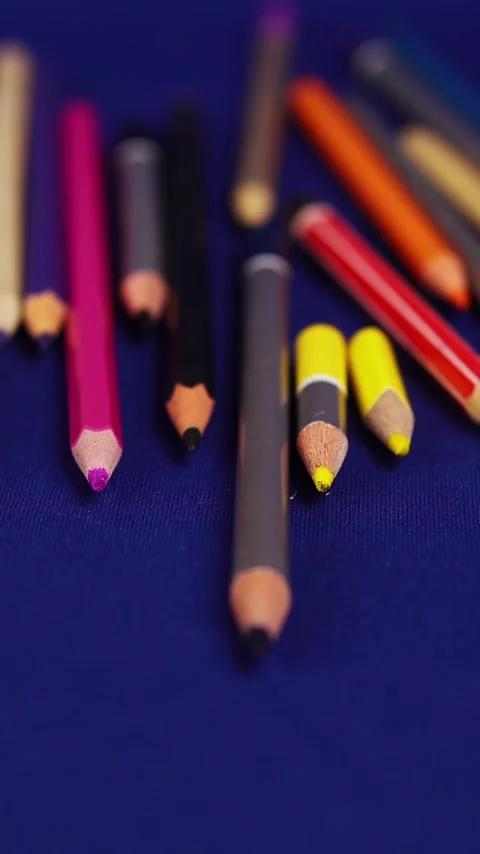 Pile of wooden crayons and pencil stubs ... | Stock Video | Pond5