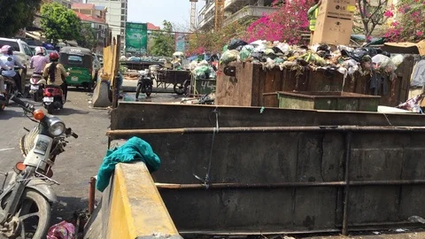 Piles of Rotting Garbage by Sewage Canal... | Stock Video | Pond5