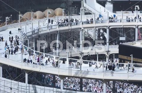 Pilgrims Tawaf Around Al-Kaaba While Construction Works Are Going on at ...