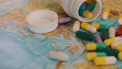 The pill container and capsules are plac... | Stock Video | Pond5