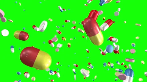 Pills falling Green Screen. Loop section... | Stock Video | Pond5