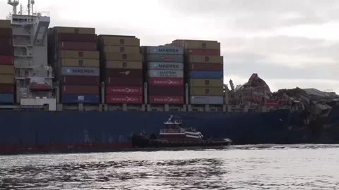 Pilot boat guiding M/V Dali container sh... | Stock Video | Pond5