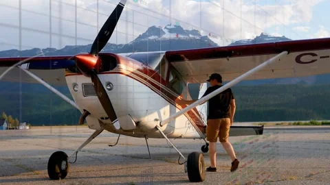 Pilot checking plane for flight, activat... | Stock Video | Pond5