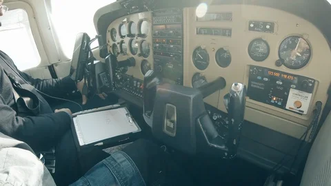 Pilot cockpit dashboard and steering whe... | Stock Video | Pond5