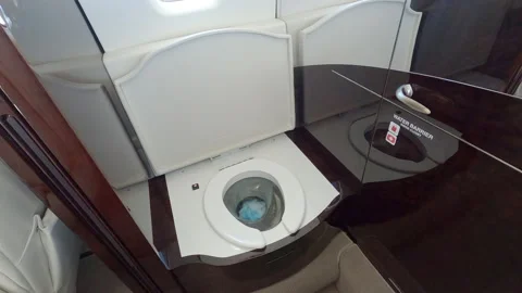 Pilot Flushes Toilet In A Private Jet Af... | Stock Video | Pond5