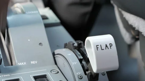Pilot Hand Setting Flap Handle To Full. ... | Stock Video | Pond5