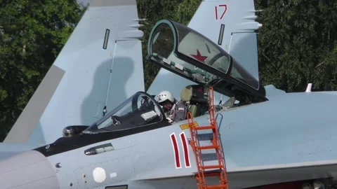 Pilot of Russian fighter aircraft Sukhoi... | Stock Video | Pond5