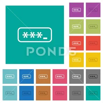 PIN code outline square flat multi colored icons Illustration #171512400